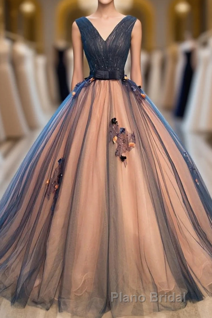 Tulle V Neck Long Prom Gown Tulle Evening Gown – Plano Bridal