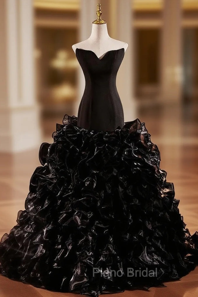 Black Mermaid Strapless Formal Prom Dresses – Plano Bridal