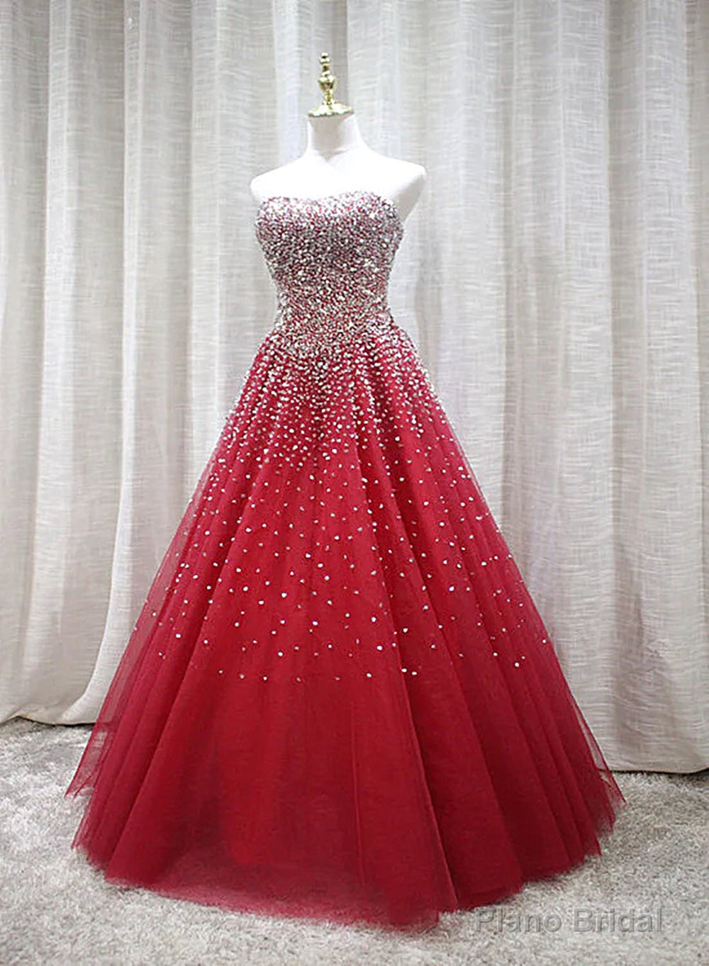 Red Sparkle Prom Dress , Handmade Charming Formal Gown, Prom Dress ...