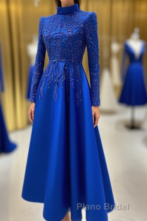 Royal blue Formal Prom Dresses lace Beaded evening Dresses,Wedding Par ...
